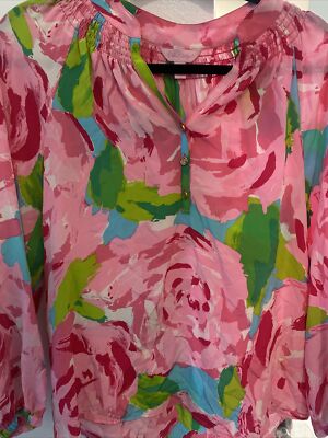 Lilly Pulitzer HPFI Hotty Pink Rose Floral First Impression Elsa Silk ...