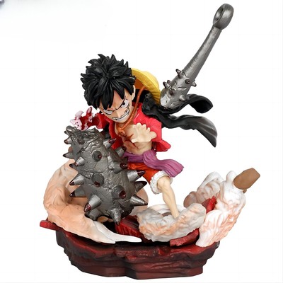 Anime One Piece G5 Monkey D Luffy VS Kaido Haki Mace Cute 10cm Statue ...