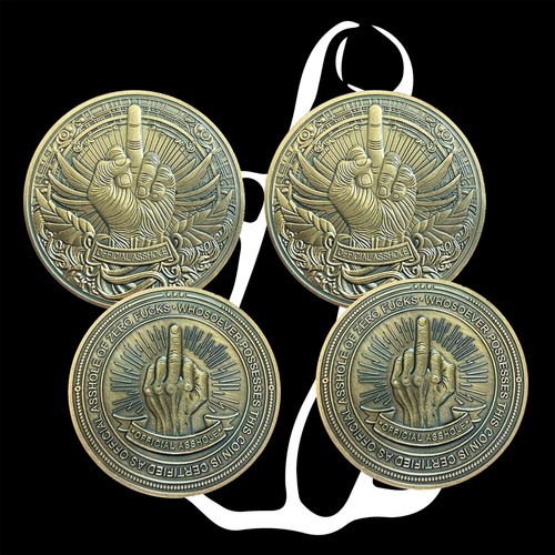 2XOfficial A**hole Middle Finger Coin Funny Novelty Challenge Coin ...