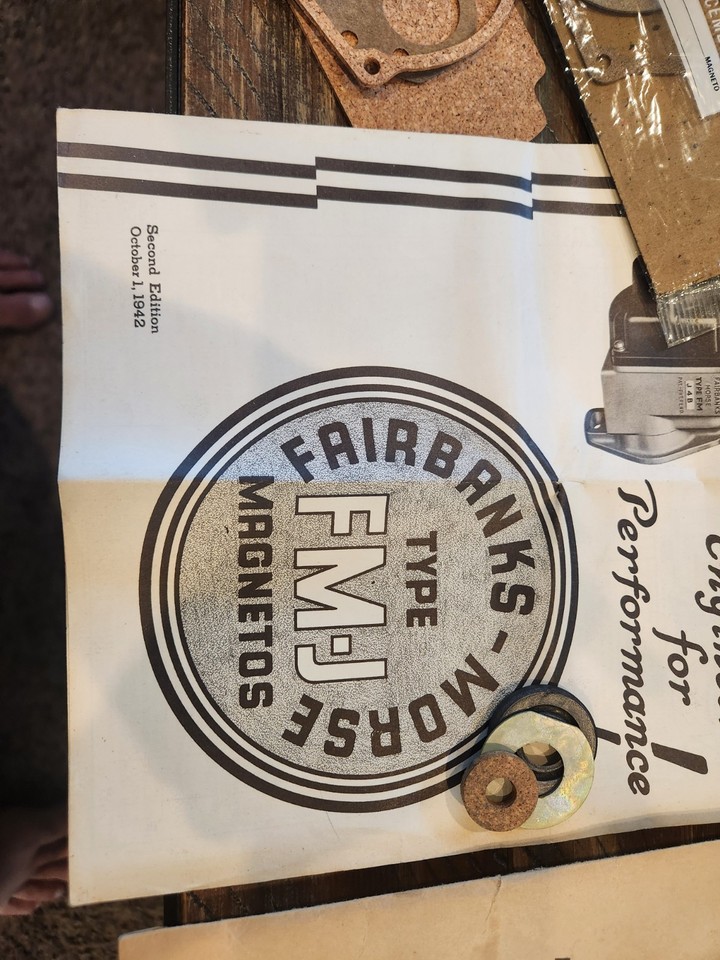 Fairbanks-Morse Magneto Fmj instructions and cork gasket kit NOS 1940'S ...