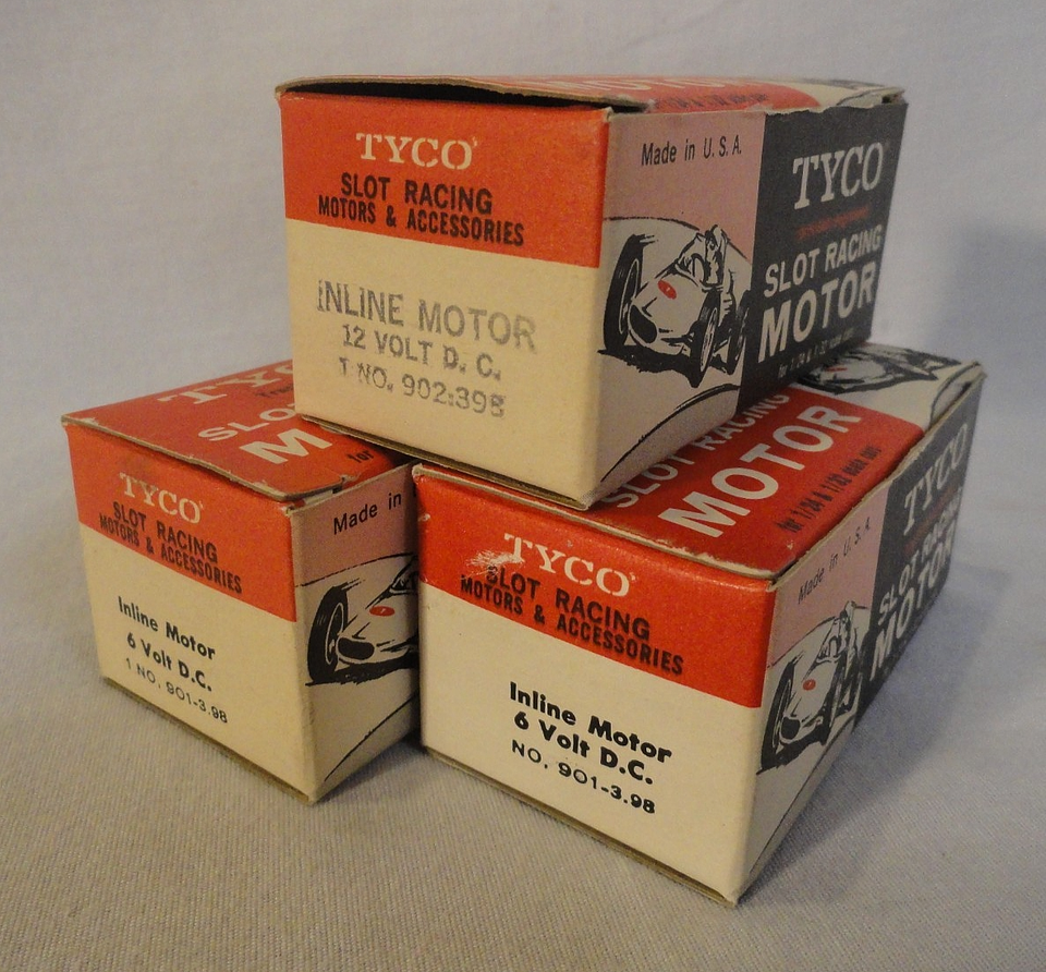 LOOK! THREE 1960`S TYCO 1/24 SLOT CAR SIX & TWELVE VOLT INLINE MOTORS ...