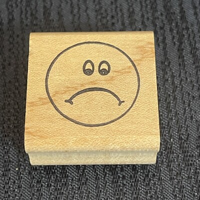 Vintage Frown Face Wood Rubber Stamp Touché | eBay