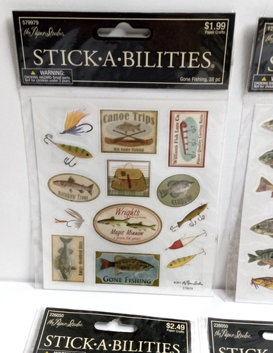 Scrapbooking Sticker Lot of 6 Packages Fishing Lures Bass Fish ...
