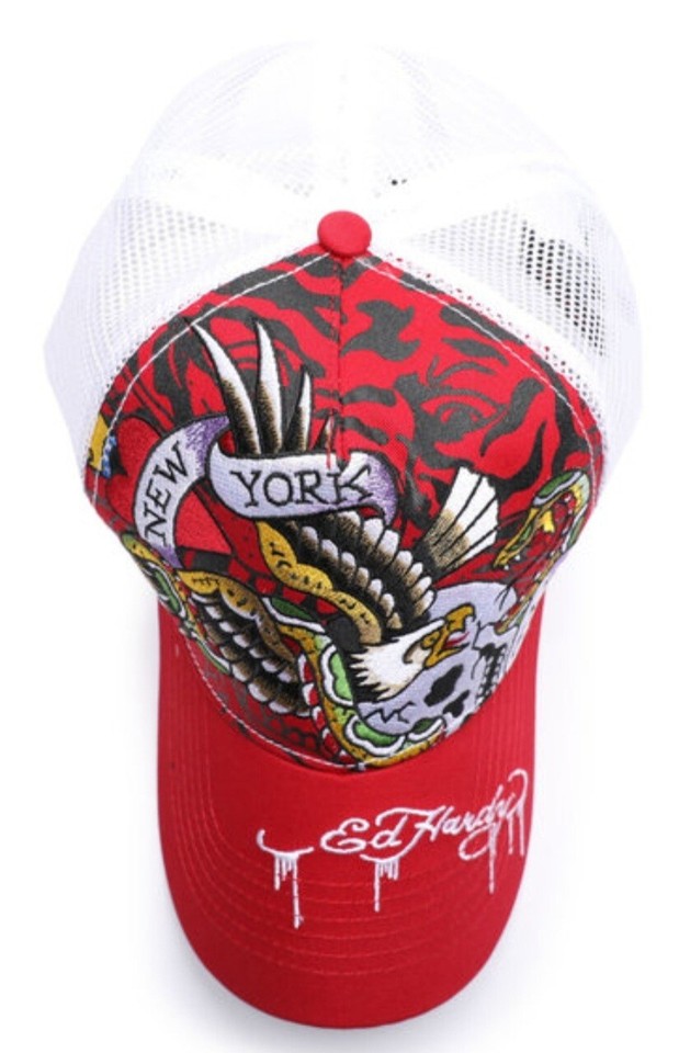 NWT Ed Hardy NYC EAGLE HAT in Red/White One Size fits All $60. | eBay