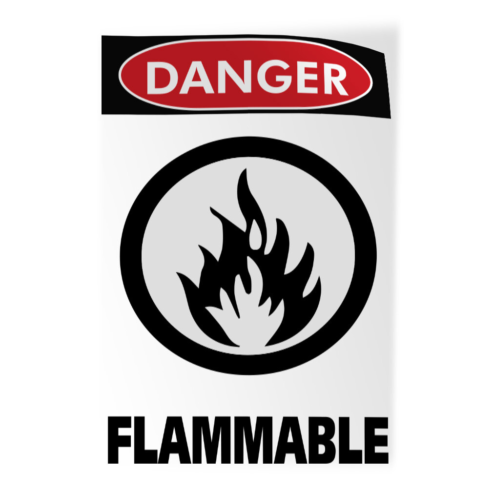 Vertical Vinyl Stickers Danger Flammable Hazard Flammable Safety Sign ...