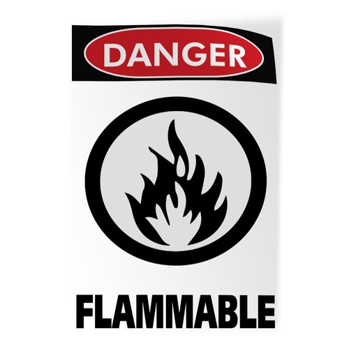 Vertical Vinyl Stickers Danger Flammable Hazard Flammable Safety Sign ...