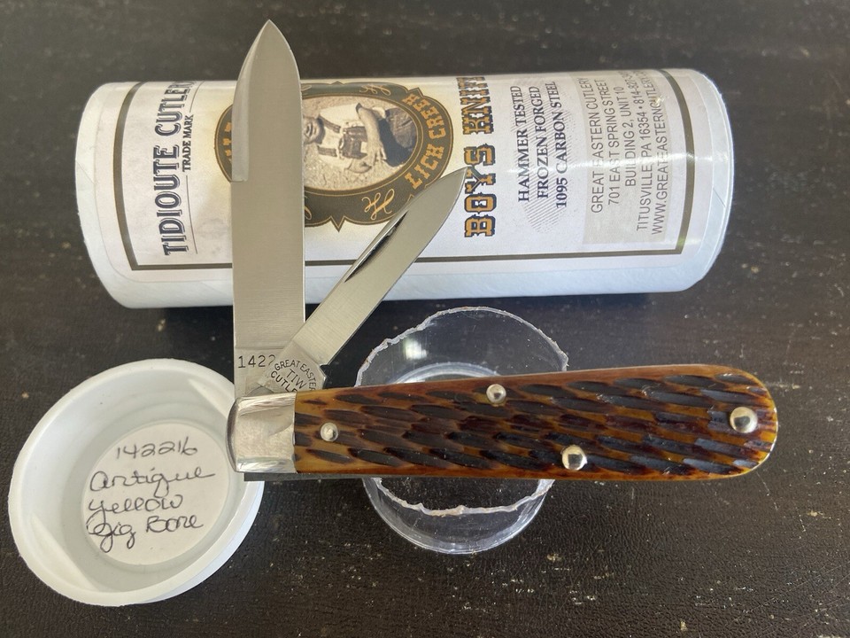 GEC knife great eastern cutlery 142216 Antique Yellow jigged bone. 2016 ...