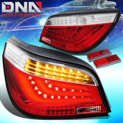 CLEAR LENS RED 3D LED REAR TAIL BRAKE LIGHT FOR 08-10 BMW E60 5-SERIES ...