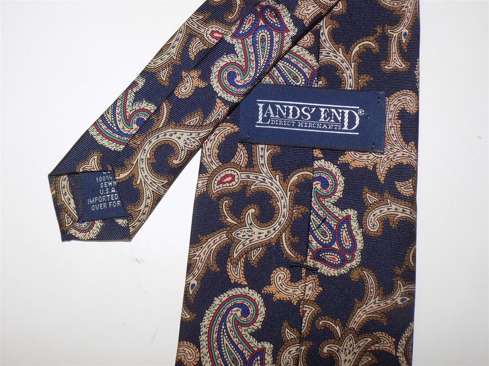 LANDS' END Silk Necktie Navy Multicolored 59" x 3 1/2" | eBay