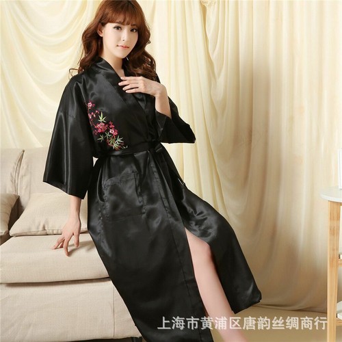 Chinese Traditional Gown Women Kimono Robe Silk Sleepwear S M L XL XXL ...