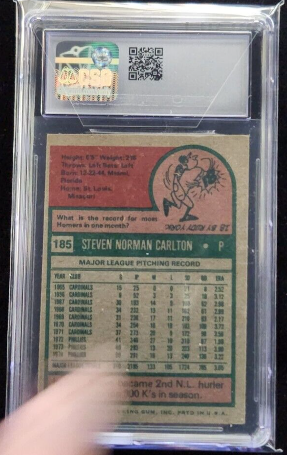 1975 Topps STEVE CARLTON card #185 Phillies CSG graded Excellent 5 | eBay