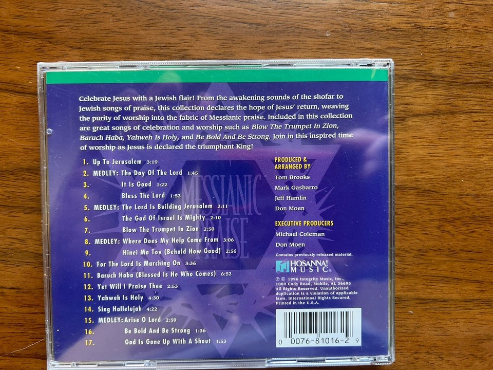 HOSANNA MUSIC Messianic Praise 1996 CD WORSHIP Paul Wilbur Kent Henry ...