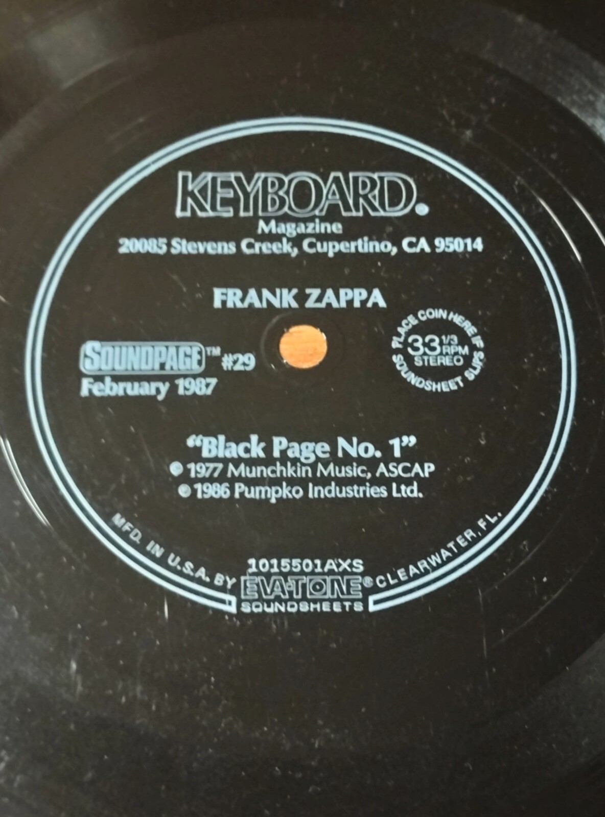 Flexi-disc Frank Zappa "Black Page No. 1" / Eva-Tone Ad Demo | eBay