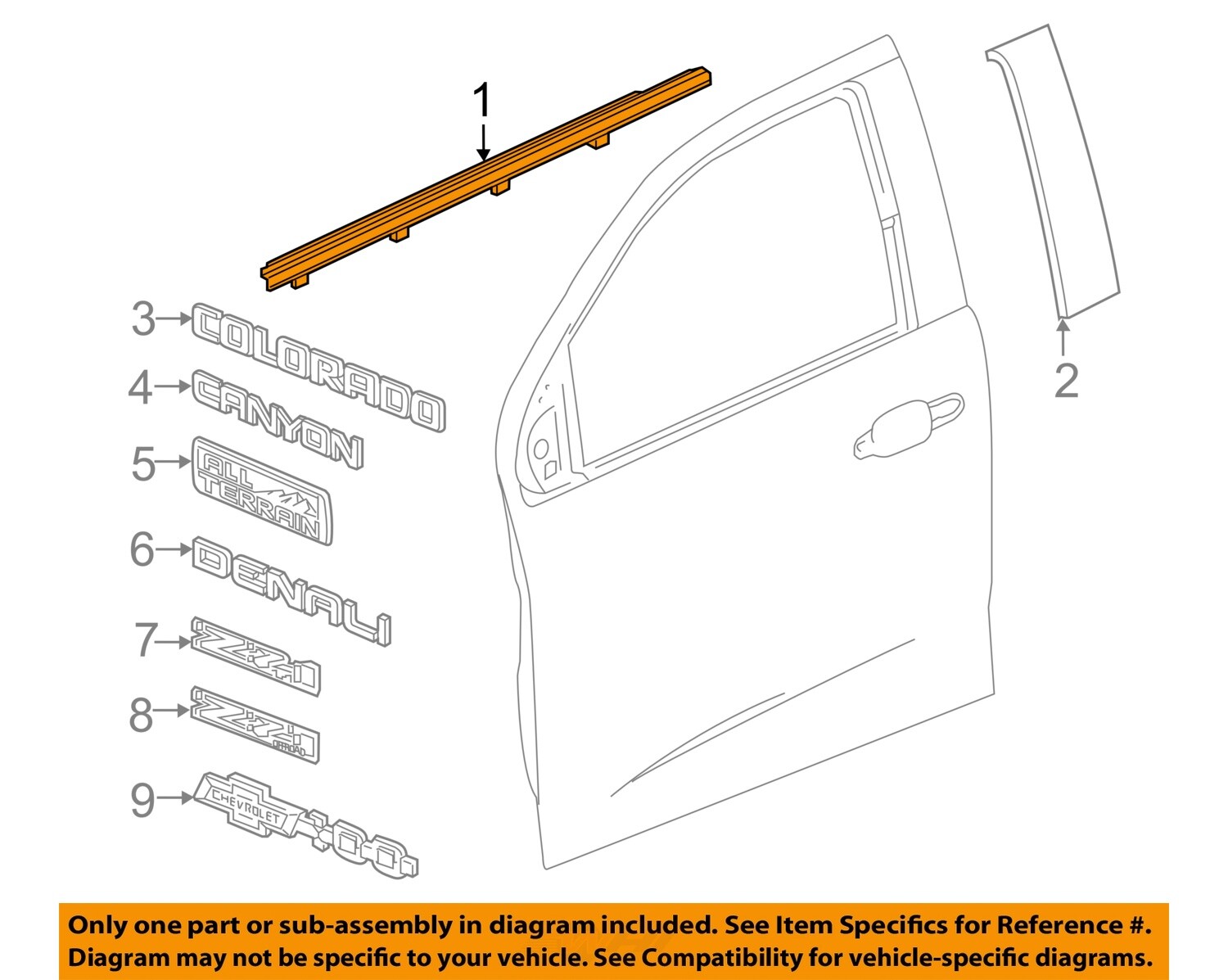 GM OEM 15-22 Canyon,Colorado Front Door Exterior Trim-Belt Molding ...