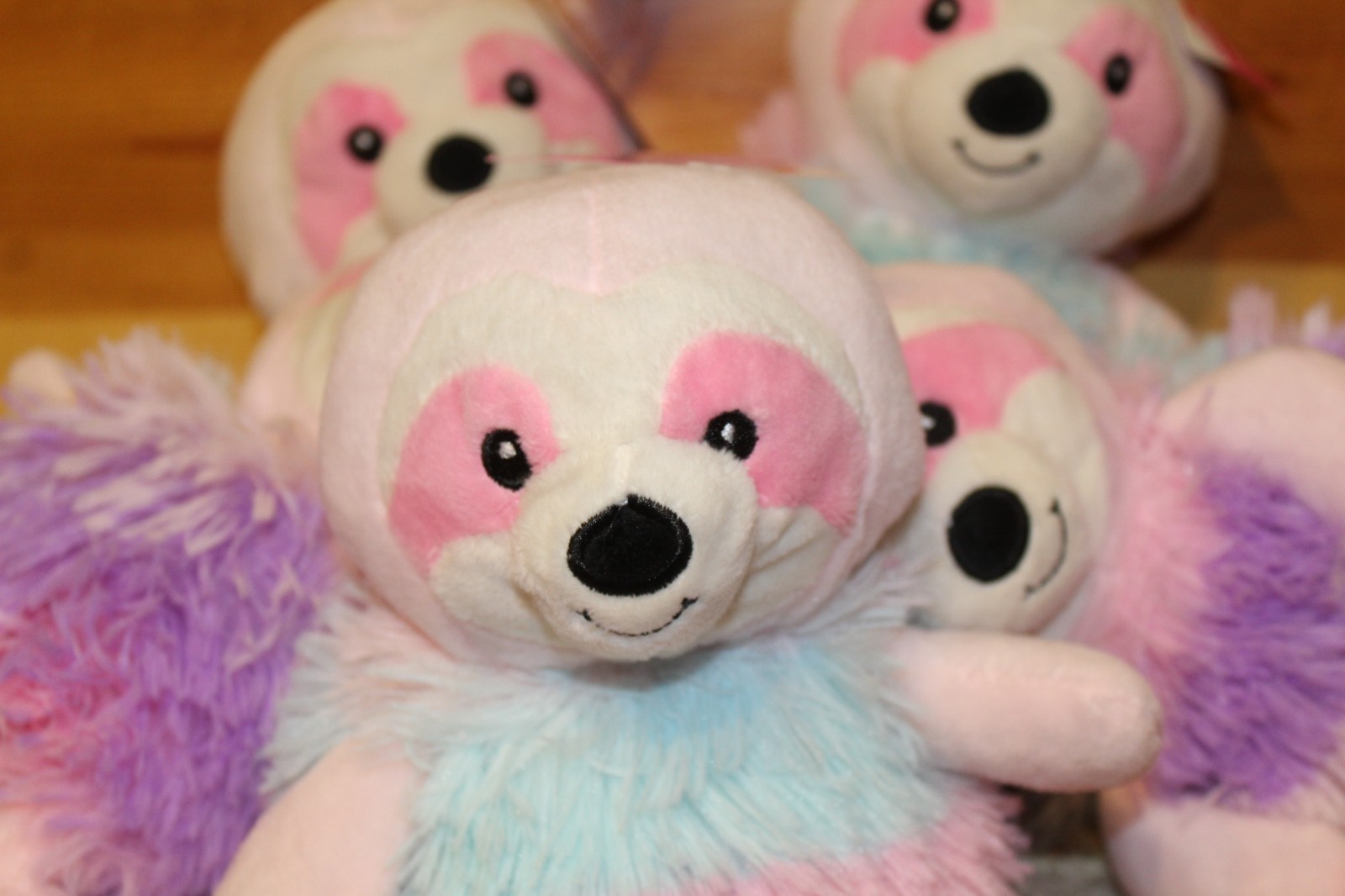 Pink Baby Sloth Plush 9" Stuffed Animal Lavender Blue Fringe Fuzzy ...