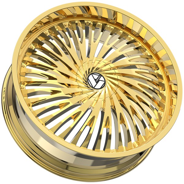 (Set of 4) Azara AZA-526 24x9 5x115/5x120 +32mm Gold Wheels Rims 24 ...