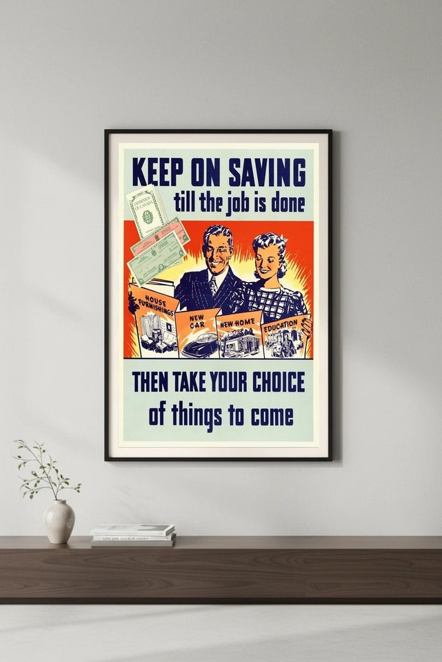 💰 Keep On Saving Vintage Poster - 1940s Retro Decor! 12x18” - Premium ...