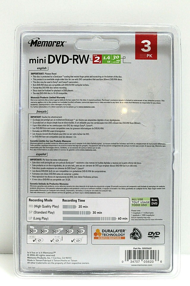 Memorex 3 Pack Mini DVD-RW | eBay