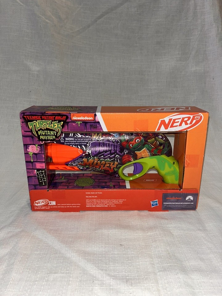NERF Gun Teenage Mutant Ninja Turtles Mutant Mayhem Blaster 10 Darts ...