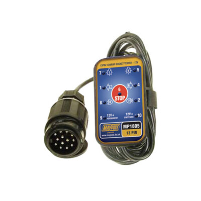 Maypole 13 Pin Caravan Towing 12V Vehicles Towbar Socket Tester Cable 3 ...