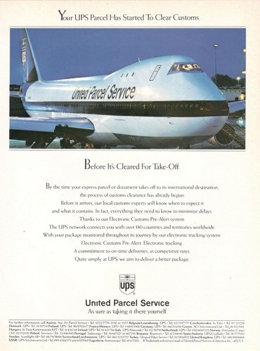 Ups United Parcel Service Courrier Advertising 1 Page Original 1986 ...