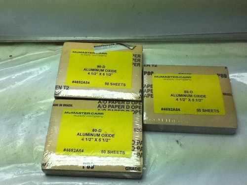 NEW 3 PACKS OF MCMASTER-CARR 4692A54 80-D ALUMINUM OXIDE SHEETS | eBay
