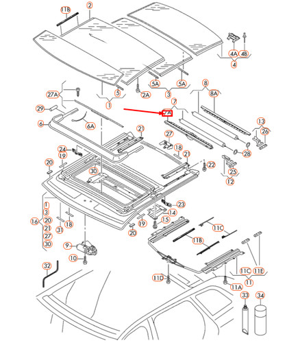 NEW AUDI A3 8P FRONT SUNROOF COVER SUPPORT 8P4877307B59T OEM NO DUTY TO ...