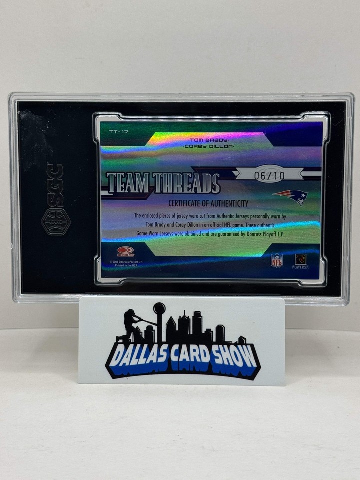 2005 Leaf Limited #TT-17 Tom Brady,Corey Dillon Team Threads Dual Prime ...