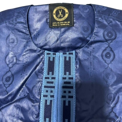 Tailor D’or Men's Traditional African Bazin/Getzner 3 Piece Blue Outfit ...