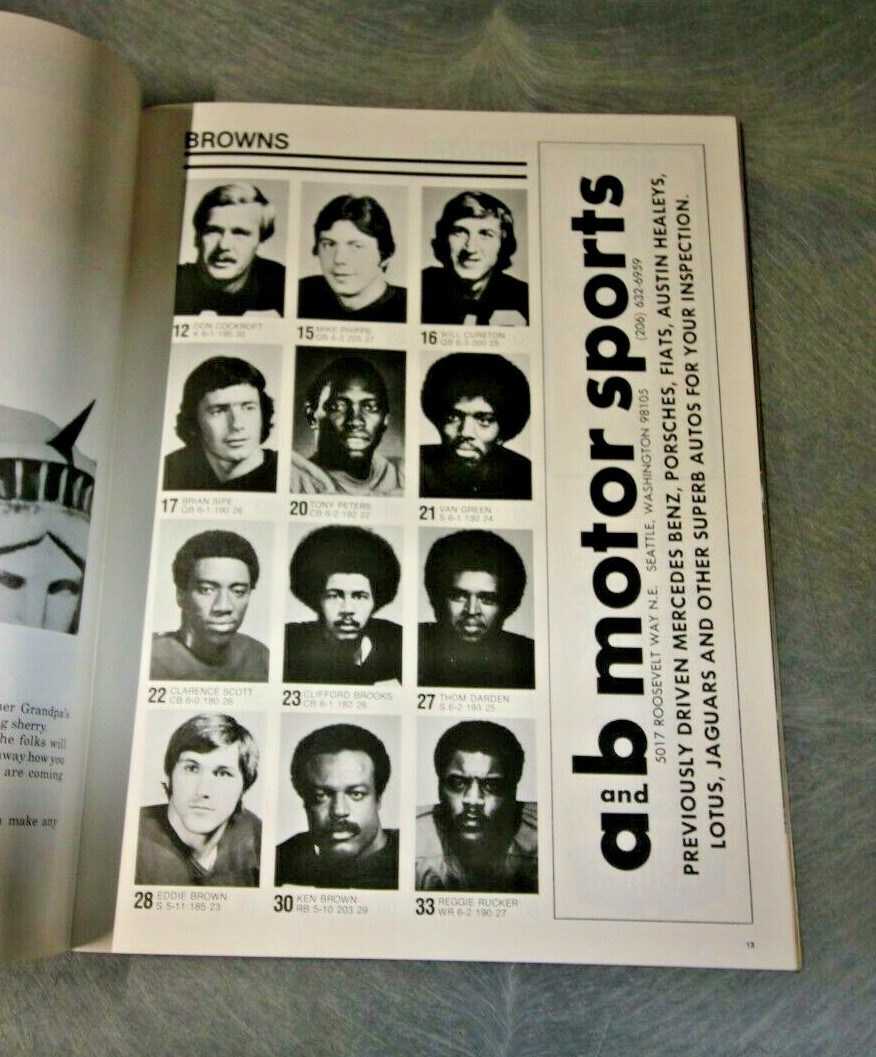 1975 NEW YORK GIANTS VS CLEVELAND BROWNS PROGRAM NFL FOOTBALL HUSKY ...