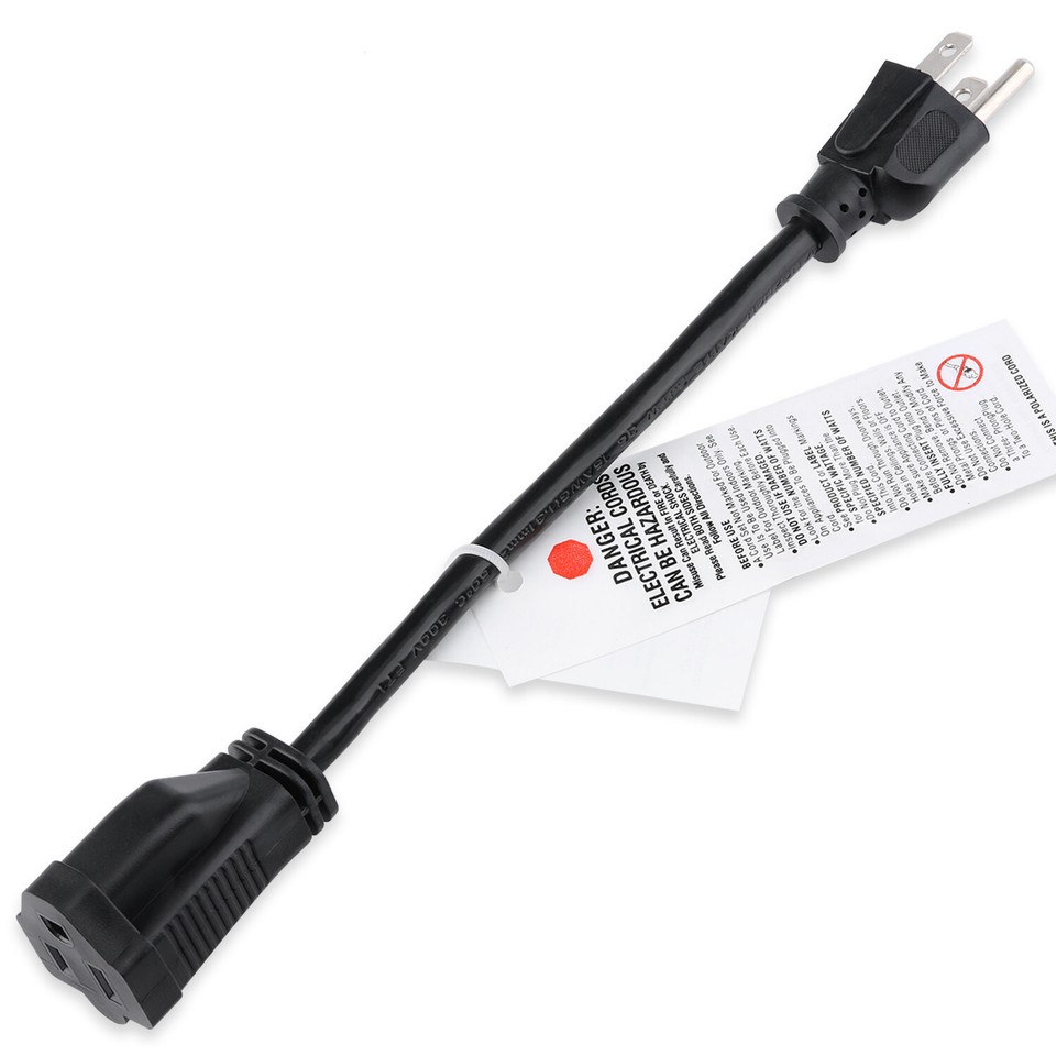 3 Pack Short Power Extension Cord Cable 0.5 Ft Outlet Saver SJT 18 AWG ...