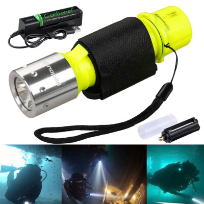 Scuba Diving Flashlight Super Bright Dive Light 3Mode Underwater 66ft ...
