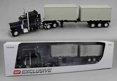 DCP 1:64 *BLACK & BLUE* Peterbilt 389 63" Midroof Container Trailer ...