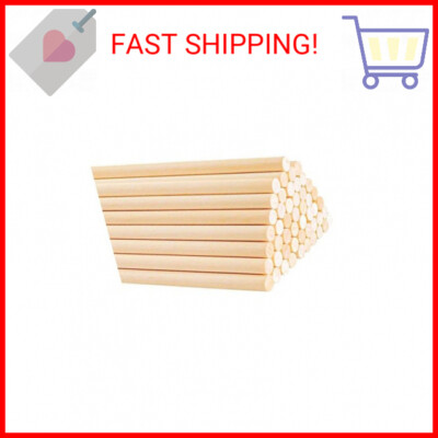 KTOJOY 50PCS Dowel Rods Wood Sticks Wooden Dowel Rods - 1/4 x 12 Inch ...