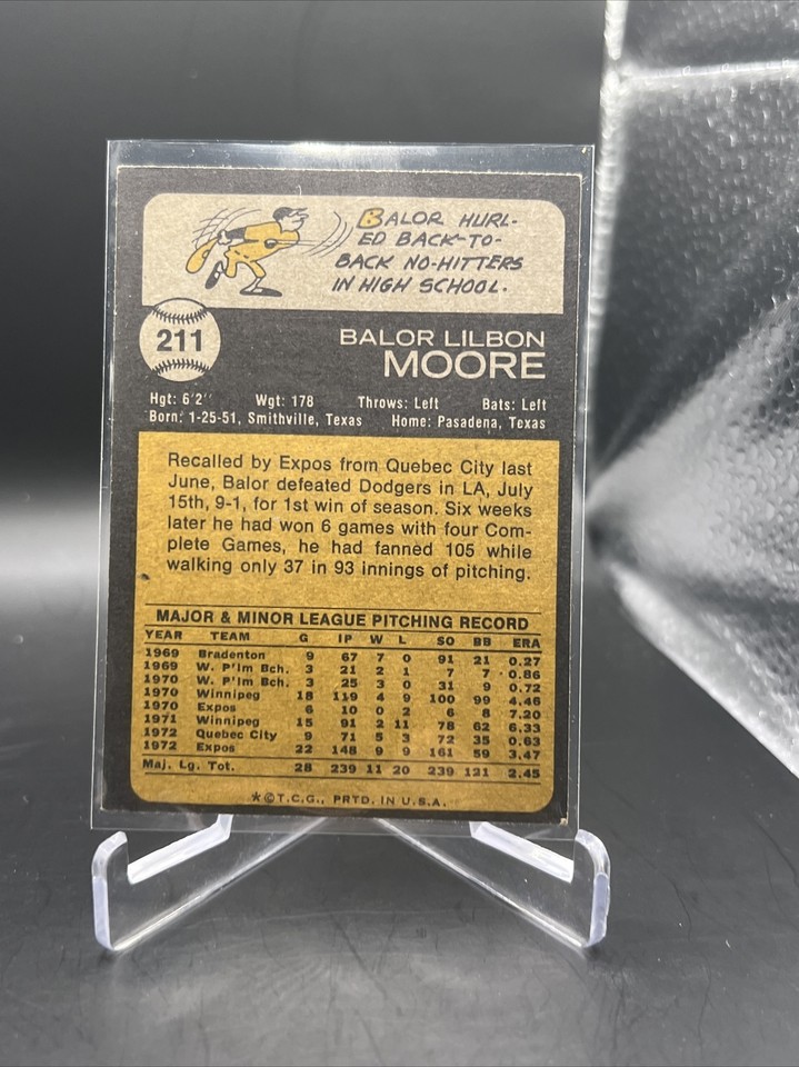 1973 TOPPS Baseball Card # 211 BAYLOR MOORE Montreal Expos NM+ | eBay