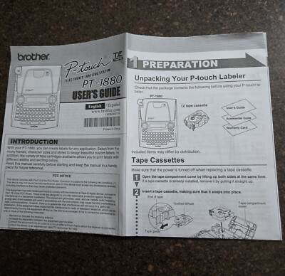 P-Touch PT-1880 User's Guide | eBay
