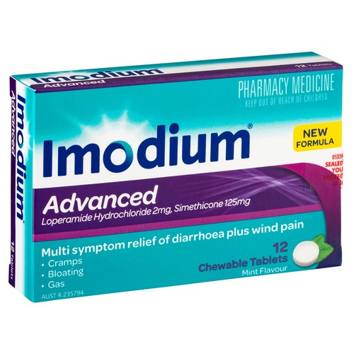 Imodium Advanced Diarrhoea Plus Wind Pain Relief Chewable Tablets 12 ...