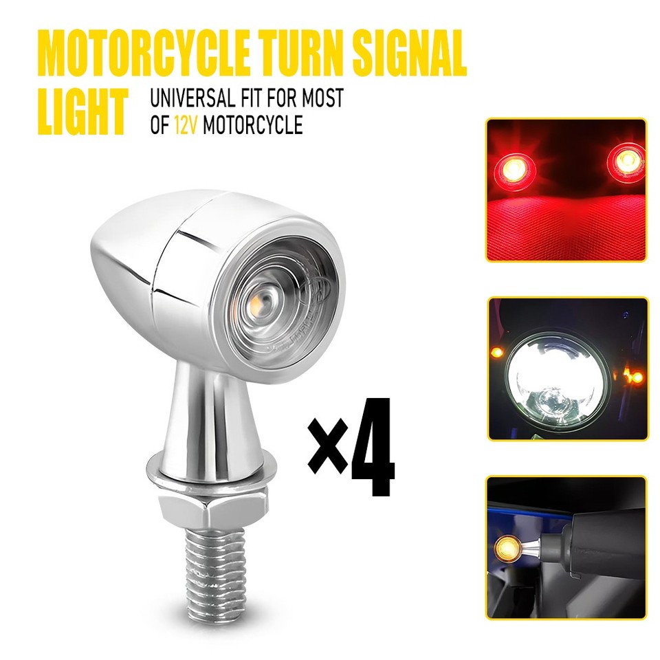 2/4X Bullet LED Motorcycle Turn Signals Amber Blinker Light Indicators ...