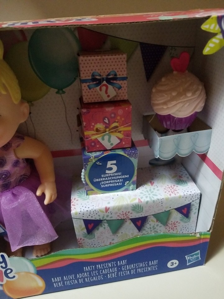 Baby Alive Party Presents Baby (Blonde) HASBRO New, Cupcake Party ...