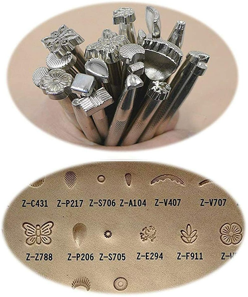 Leather Carving Working Saddle Making Tools 20 PCS DIY Leather Stamping ...