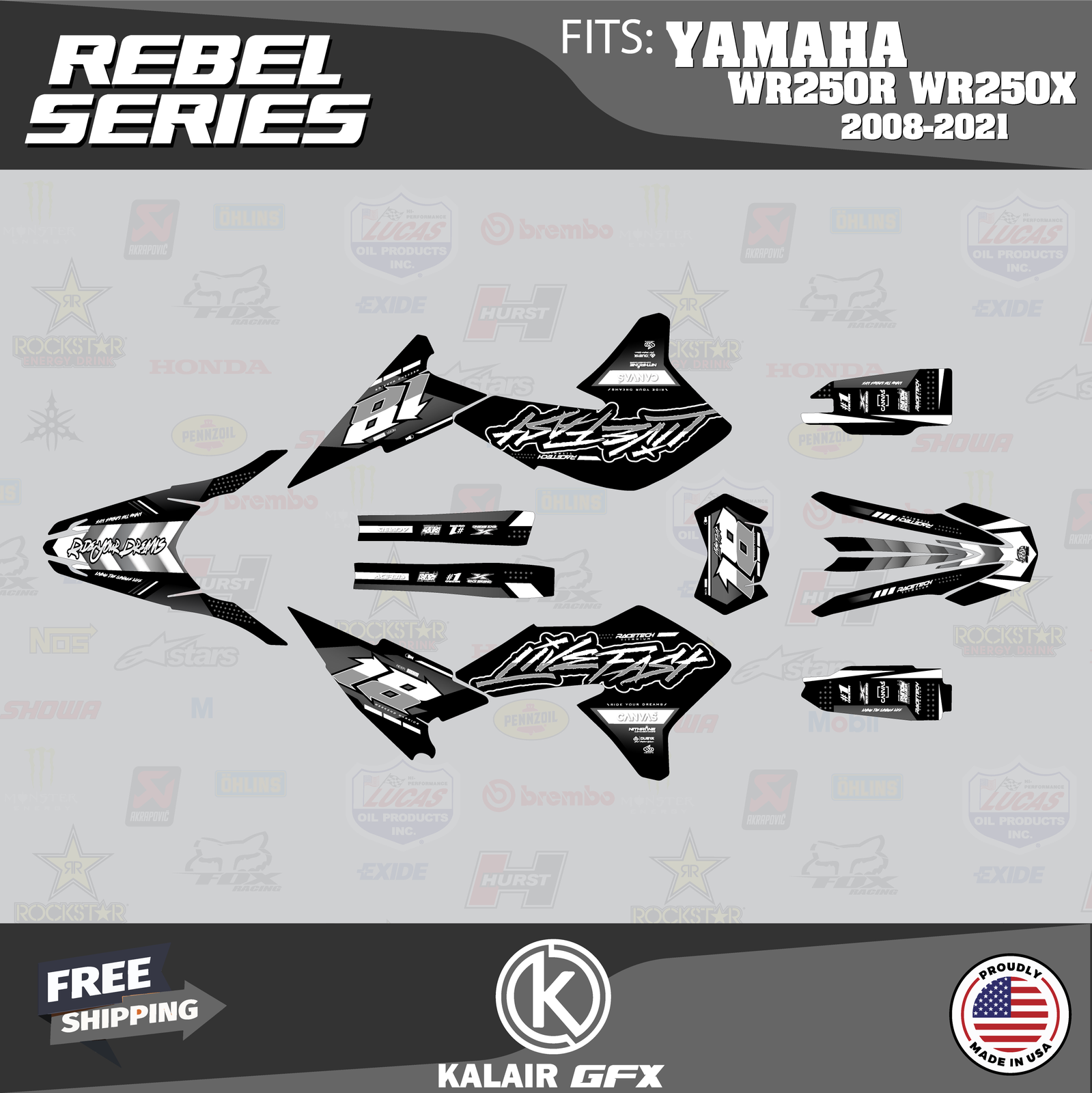 Graphics Kit for YAMAHA WR250X WR250R (2008-2021) Rebel - WHITE | eBay
