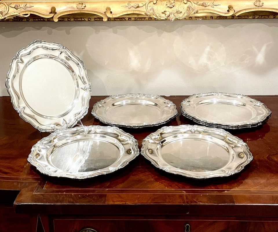 RARE Camusso Peru Set of 8 Sterling Silver Dinner Plates/ Chargers 12 ...