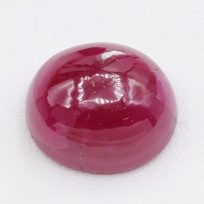 21.82ct Recrystallized Opaque Strong Red Ruby Cabochon 16x14 Lab Grown ...