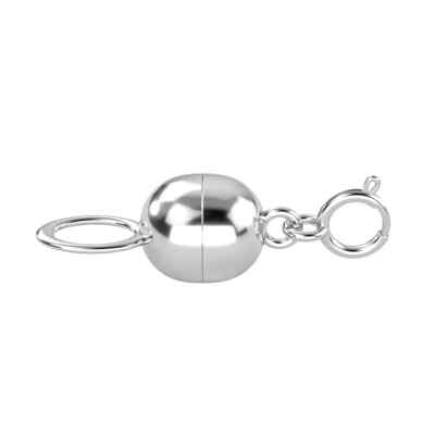 10K White Gold 6X4.5mm Magnetic Lock with 4.96x1.16mm Spring Ring Lock ...