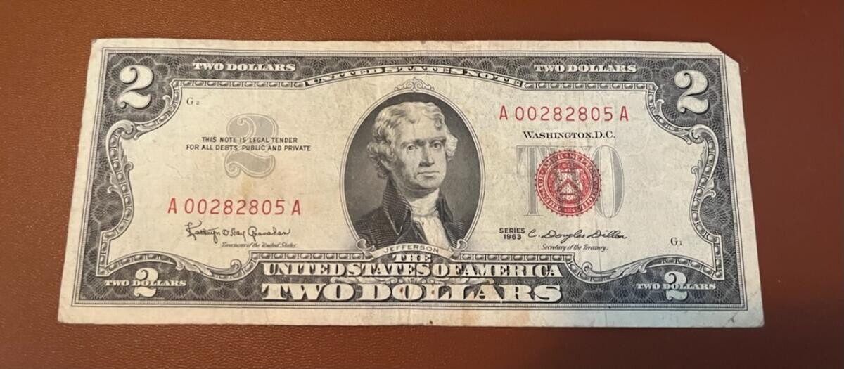 1963-A Series Two Dollar Silver Certificate Red Seal Note | eBay