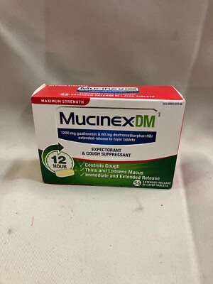 Mucinex DM Maximum Strength Expectorant & Cough Suppressant 56 Tablets ...