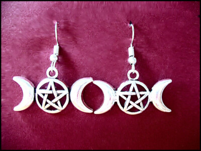TRIPLE MOON - Silver Drop Dangle Earrings - S/Steel hypo-allergenic ...
