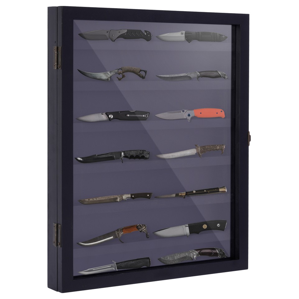 Lockable Knife Display Cabinet Pocket Knife Case Shadow Box with ...