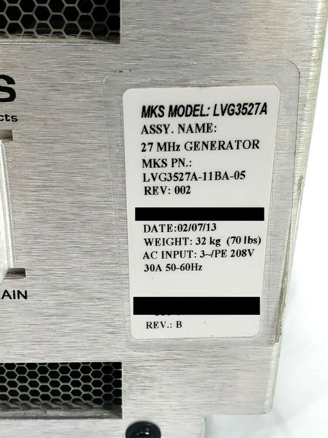 MKS ENI LVG3527A-11BA-05 27MHz RF Generator - LVG3527A - 660-072825-625 ...