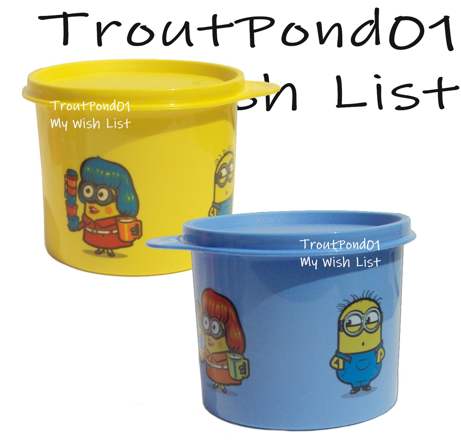 Tupperware Minions Snack Set 20 oz Canisters 2 1/2 cups Each Yellow ...